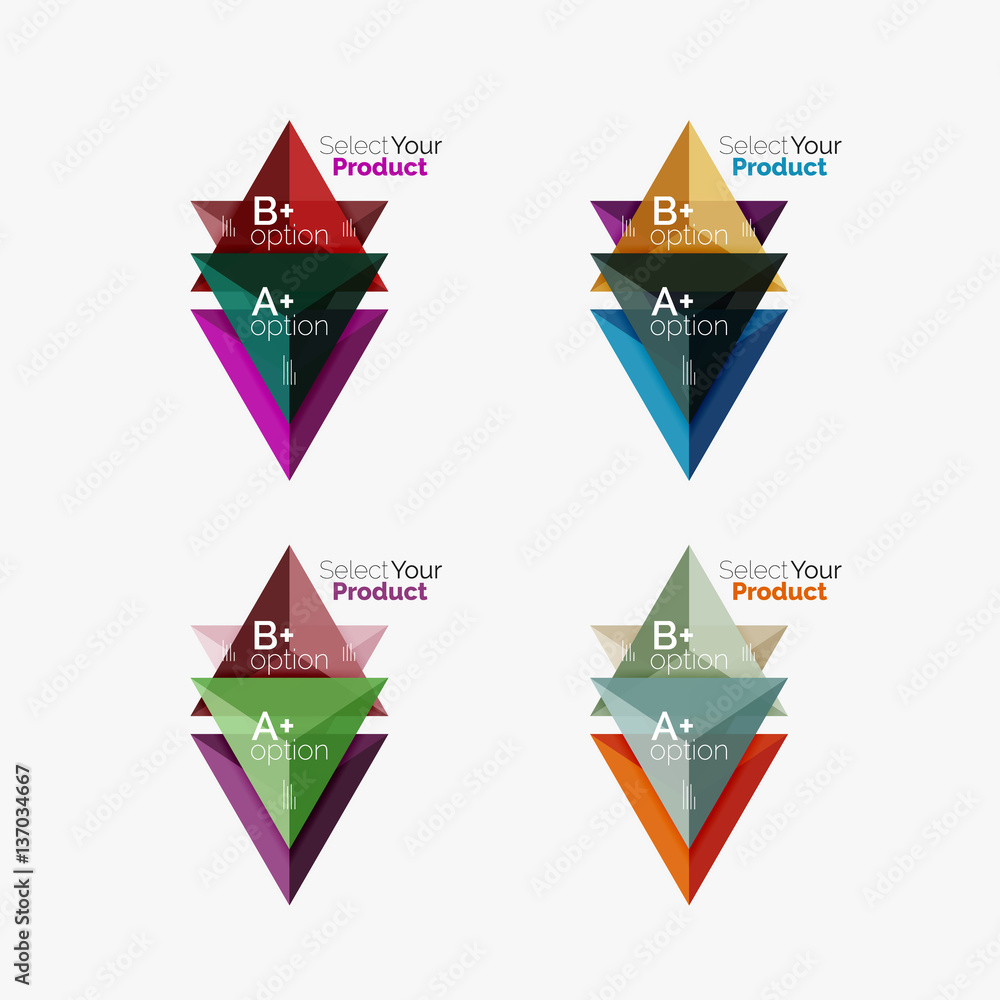 Set of triangle option infographic layouts Stock Vector | Adobe Stock