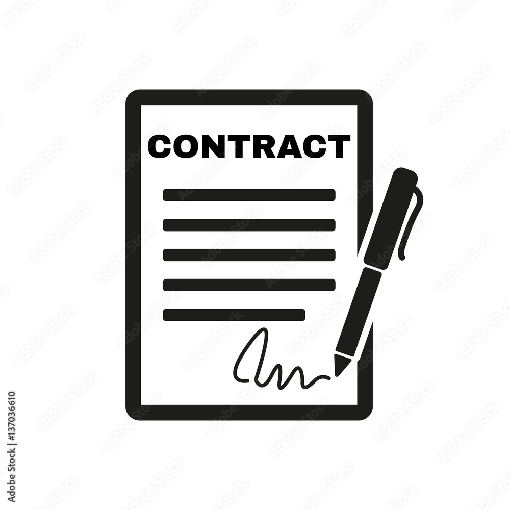 The contract icon. Agreement and signature, pact, accord, convention ...