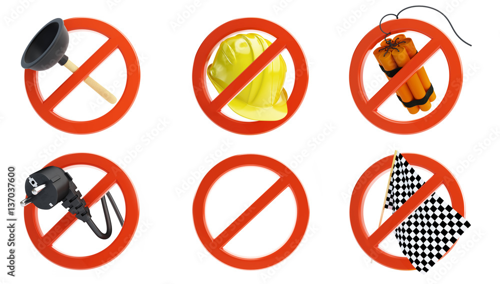 no signs for different prohibited activities set on a white background ...