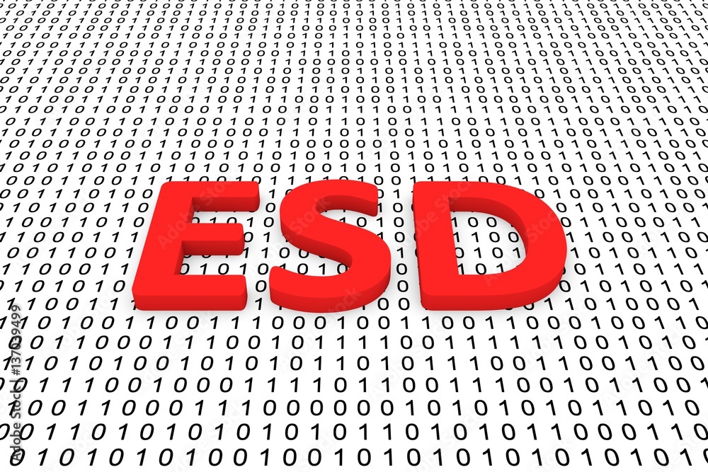 esd in the form of binary code, 3D illustration Stock Illustration ...