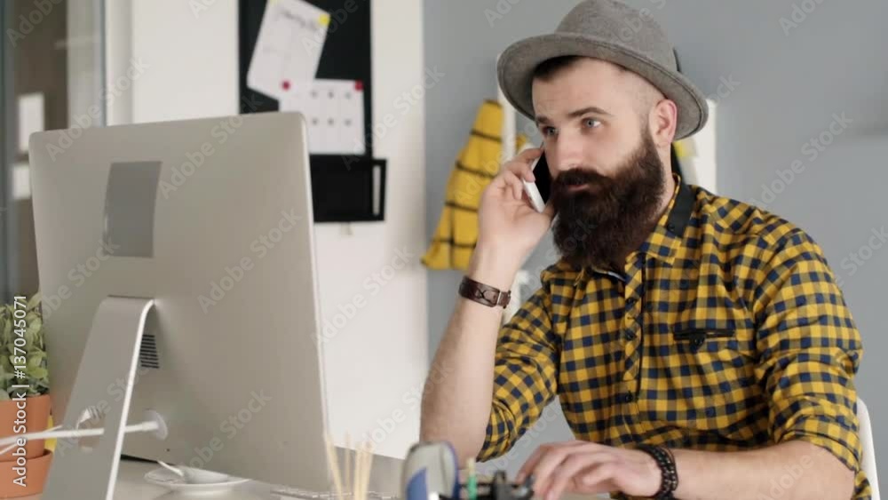 Front view of multitasking man Stock Video | Adobe Stock