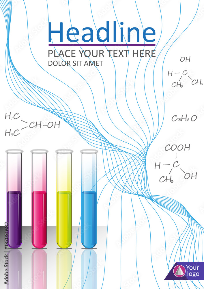 Poster Cover template design with test tubes. A4. Vector – Wall Art ...