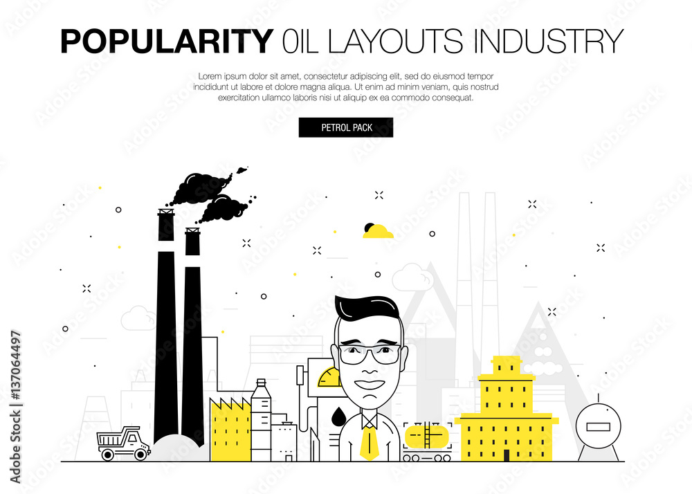 Popularity modern layouts oil industry in new flat line style with gas ...