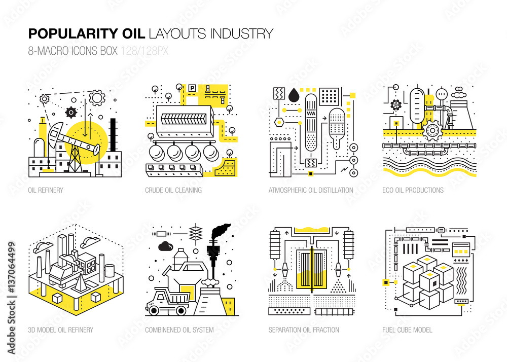 Popularity modern layouts oil industry in new flat line style with gas ...