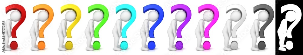 ภาพประกอบสต็อก Stickman question mark spot set 3d 1 ภาพ | Adobe Stock