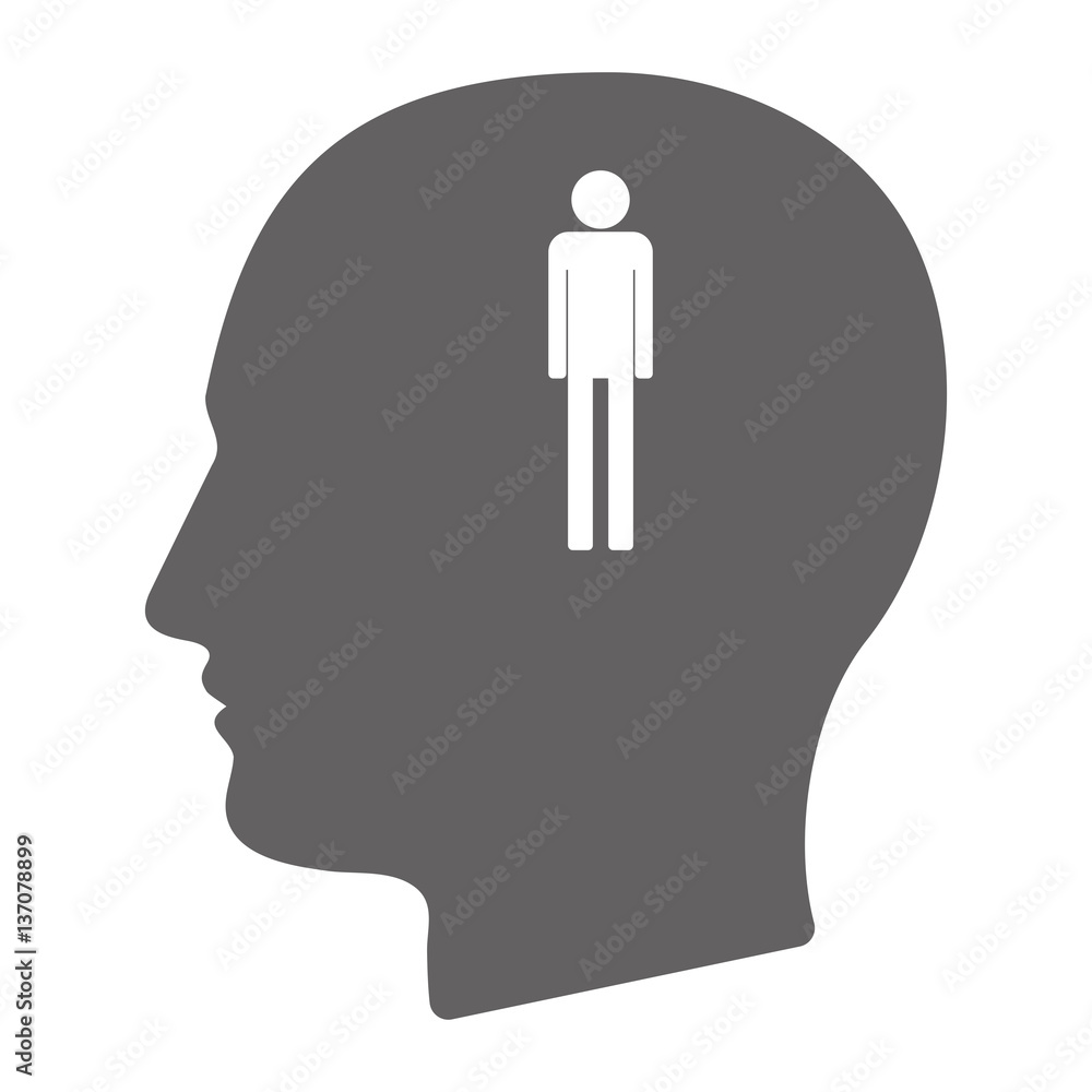 Isolated male head with a male pictogram Stock Vector | Adobe Stock