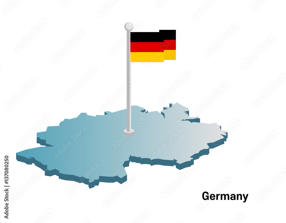 Germany 3d vector map with national flag Stock-Vektorgrafik | Adobe Stock