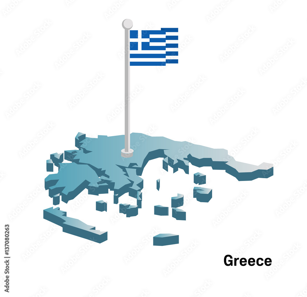 Greece 3d vector map with national flag Stock Vector | Adobe Stock