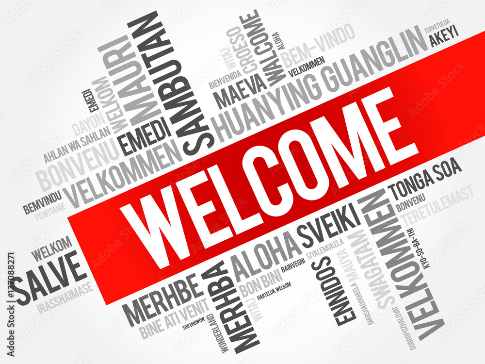 WELCOME word cloud in different languages, concept background Stock ...