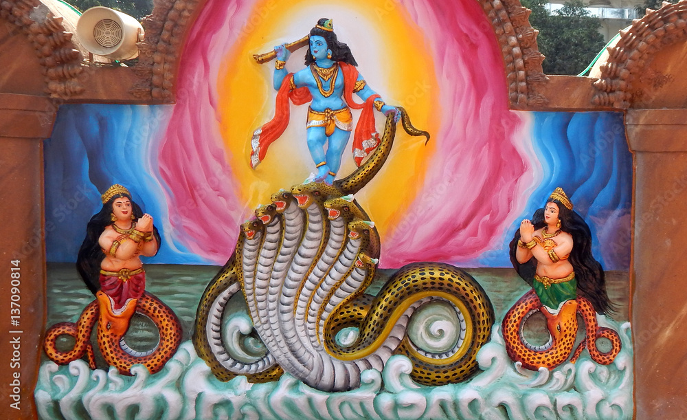 Wall art of Sri Krishna dancing on snake kaliya,which came to kill him ...