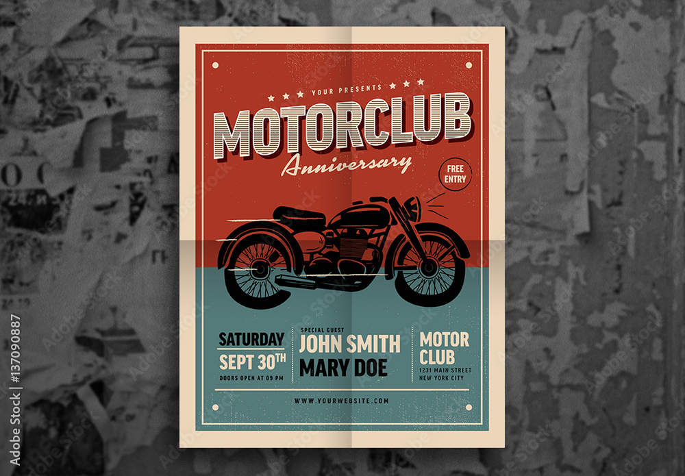 Motorcycle Flyer Layout Stock Template | Adobe Stock