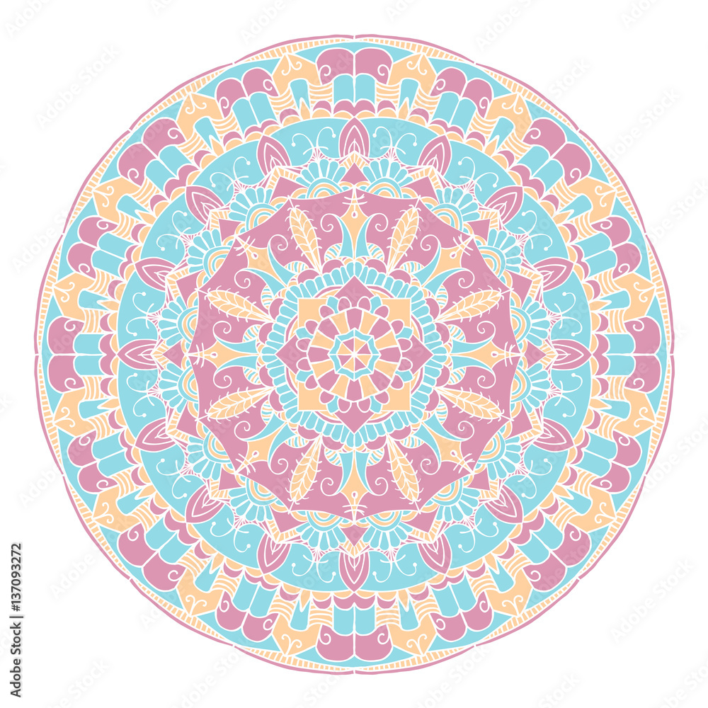 Linear pastel colors mandala Stock Vector | Adobe Stock
