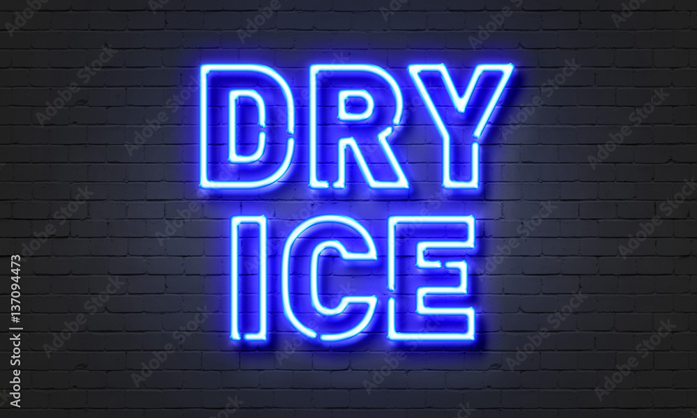 Dry ice neon sign on brick wall background. Stock Illustration | Adobe ...
