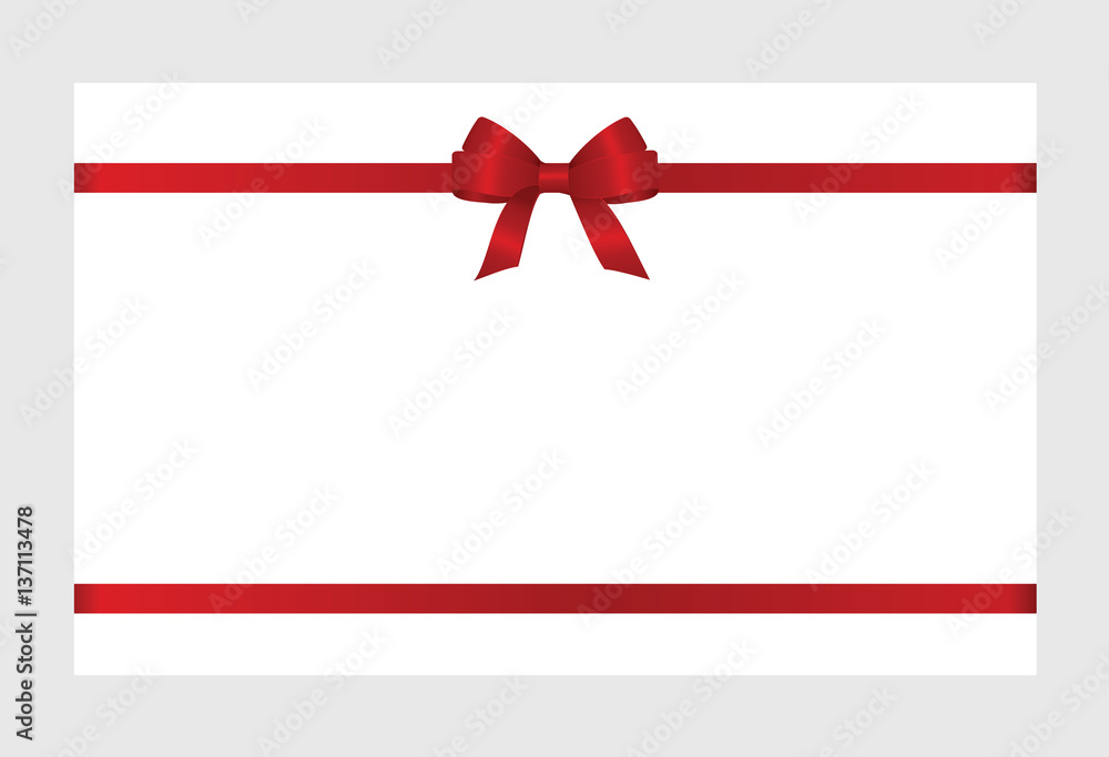 Vecteur Stock Gift Card With Red Ribbon And A Bow on white background ...