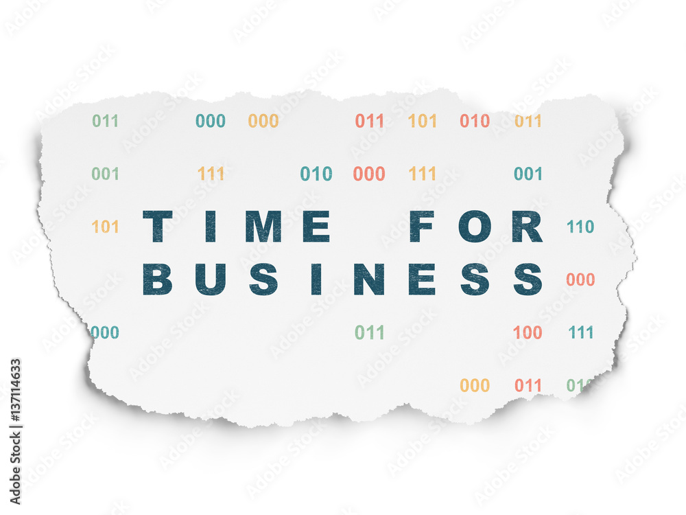 Time concept: Time for Business on Torn Paper background Stock ...