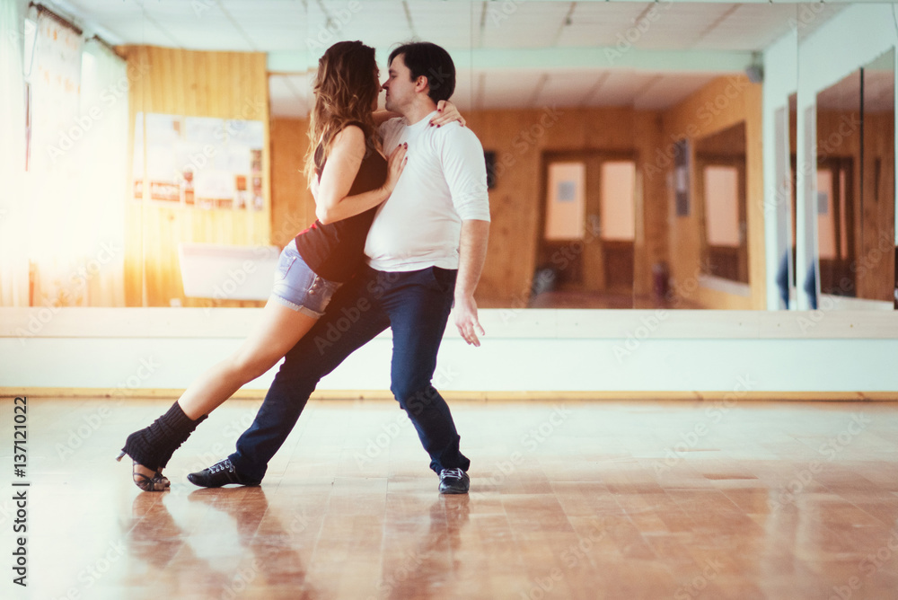 Beautiful couple of professional artists dancing passionate danc Stock ...