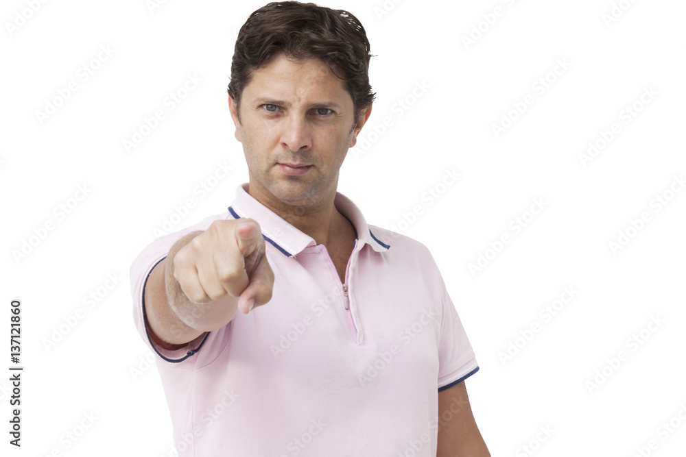 Young man pointing finger to you Stock Photo | Adobe Stock