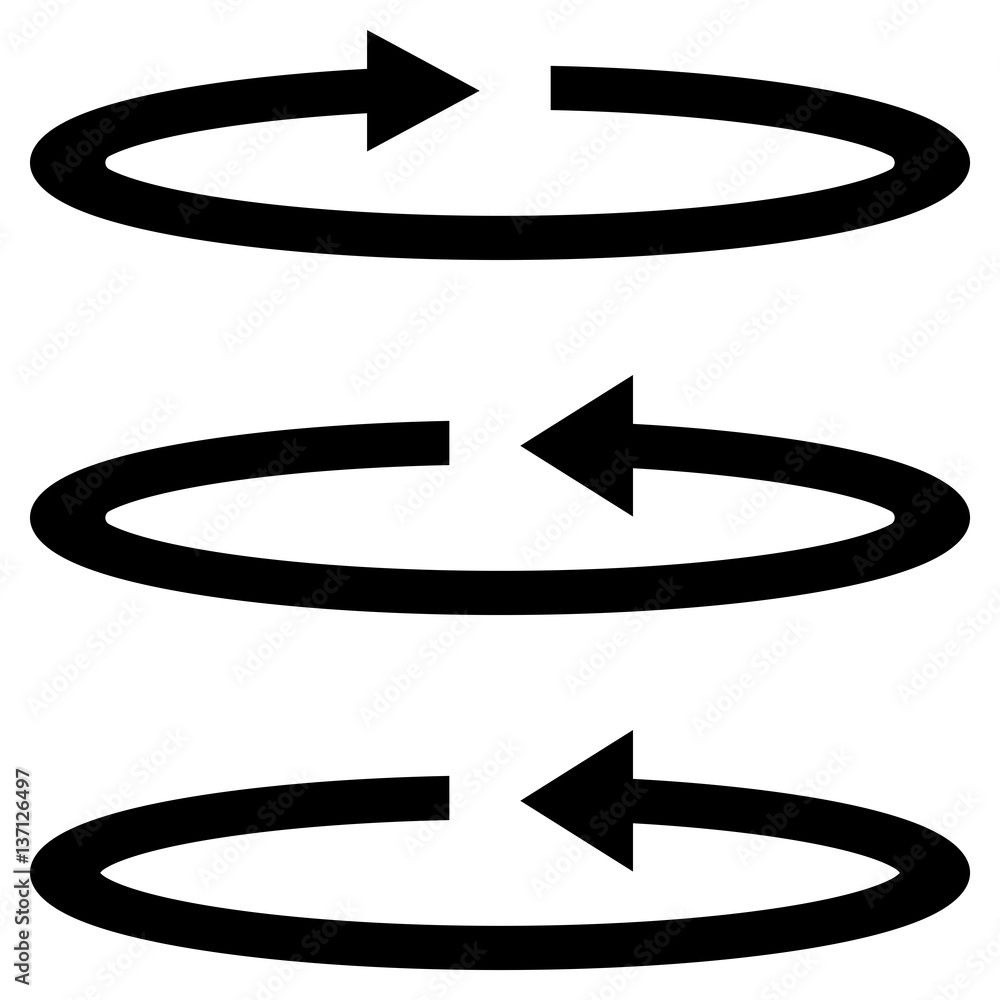 Three black arrows with part circles in flatness single direction ...