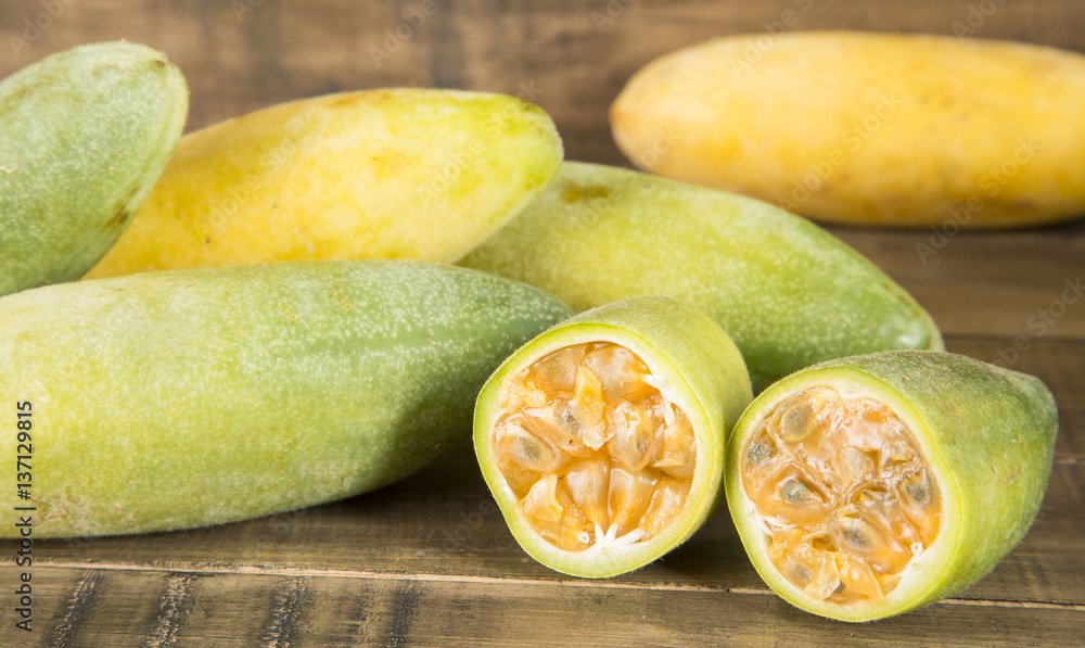 Curuba tropical fruit - Passiflora tripartite Stock Photo | Adobe Stock