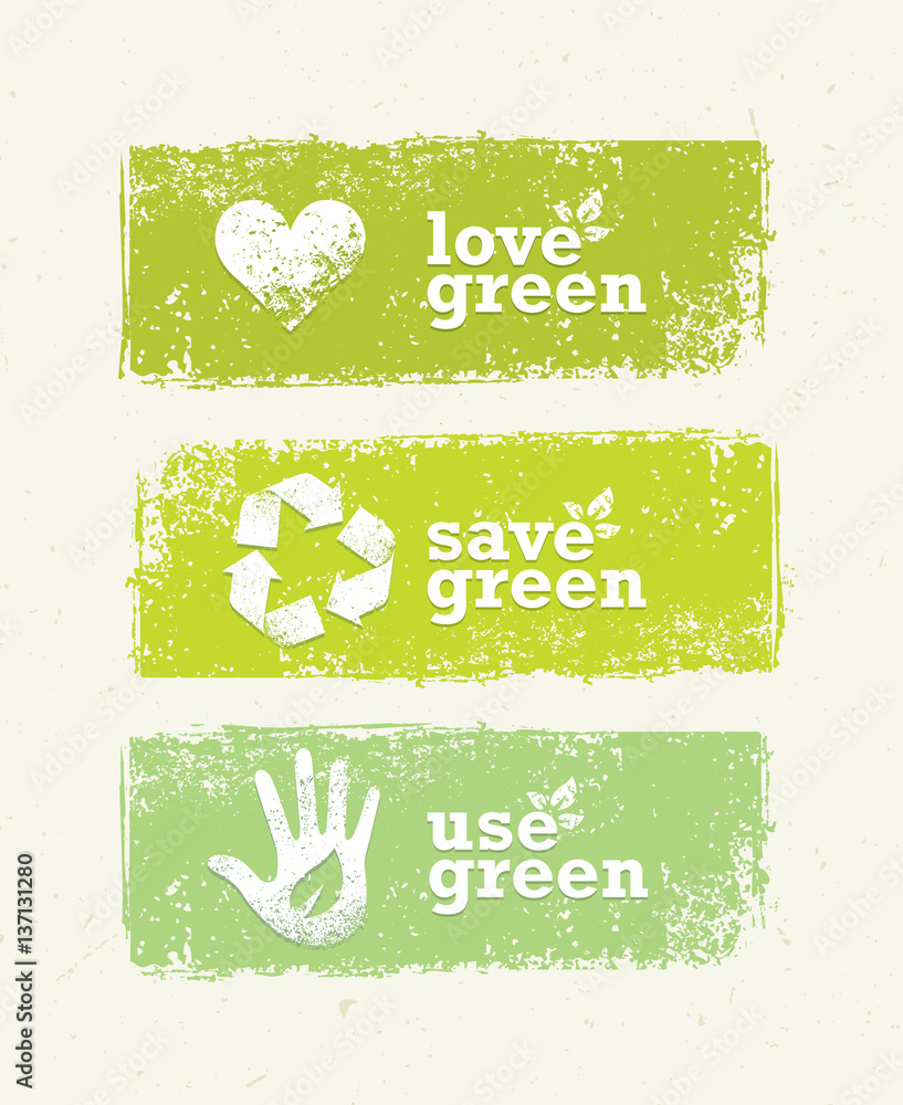 Go Green Recycle Reduce Reuse Eco Poster Concept. Vector Creative ...