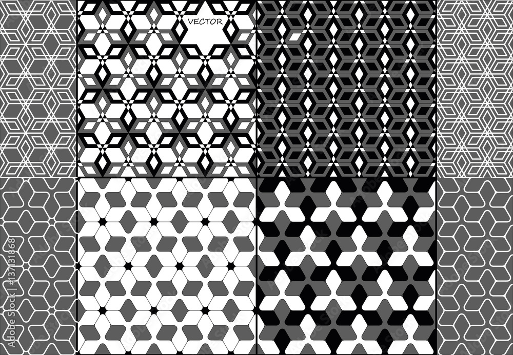 Seamless pattern of the modules. Vector line backgrounds collection ...