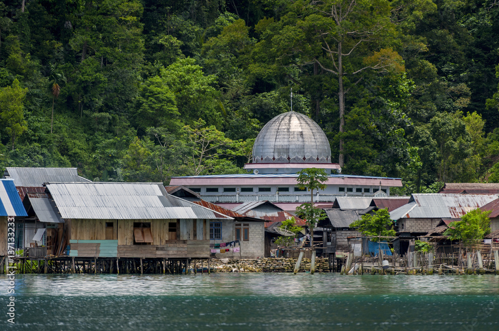 Muslim Mosque on Misool Island, Indonesia. Mosques are a centerpiece of ...