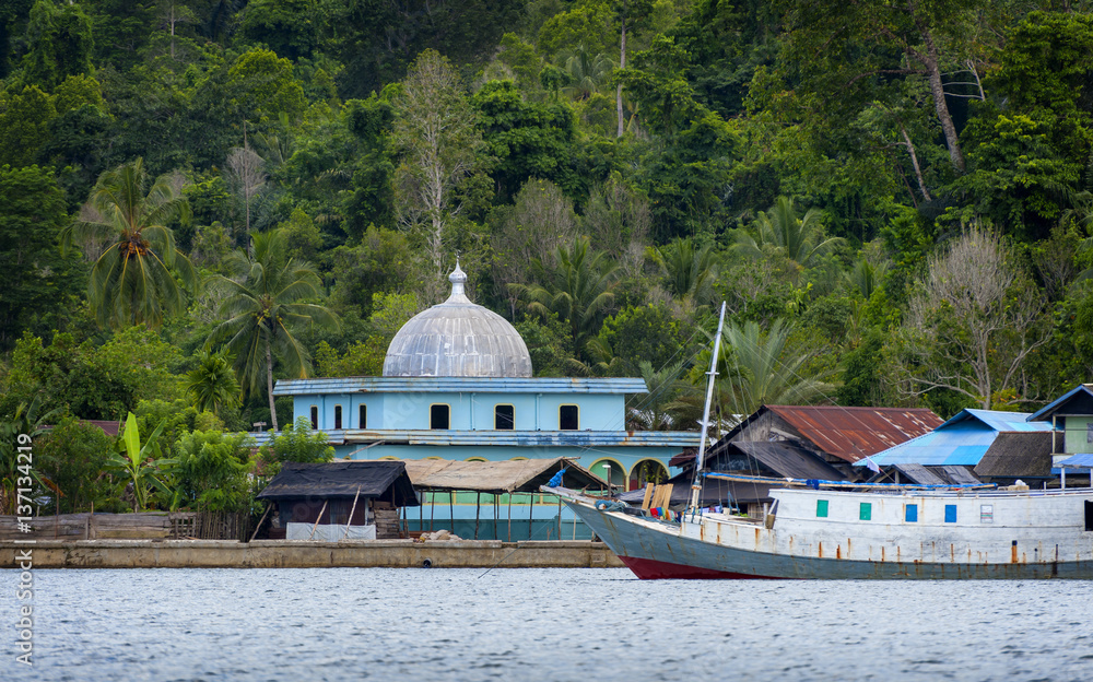 Muslim Mosque on Misool Island, Indonesia. Mosques are a centerpiece of ...