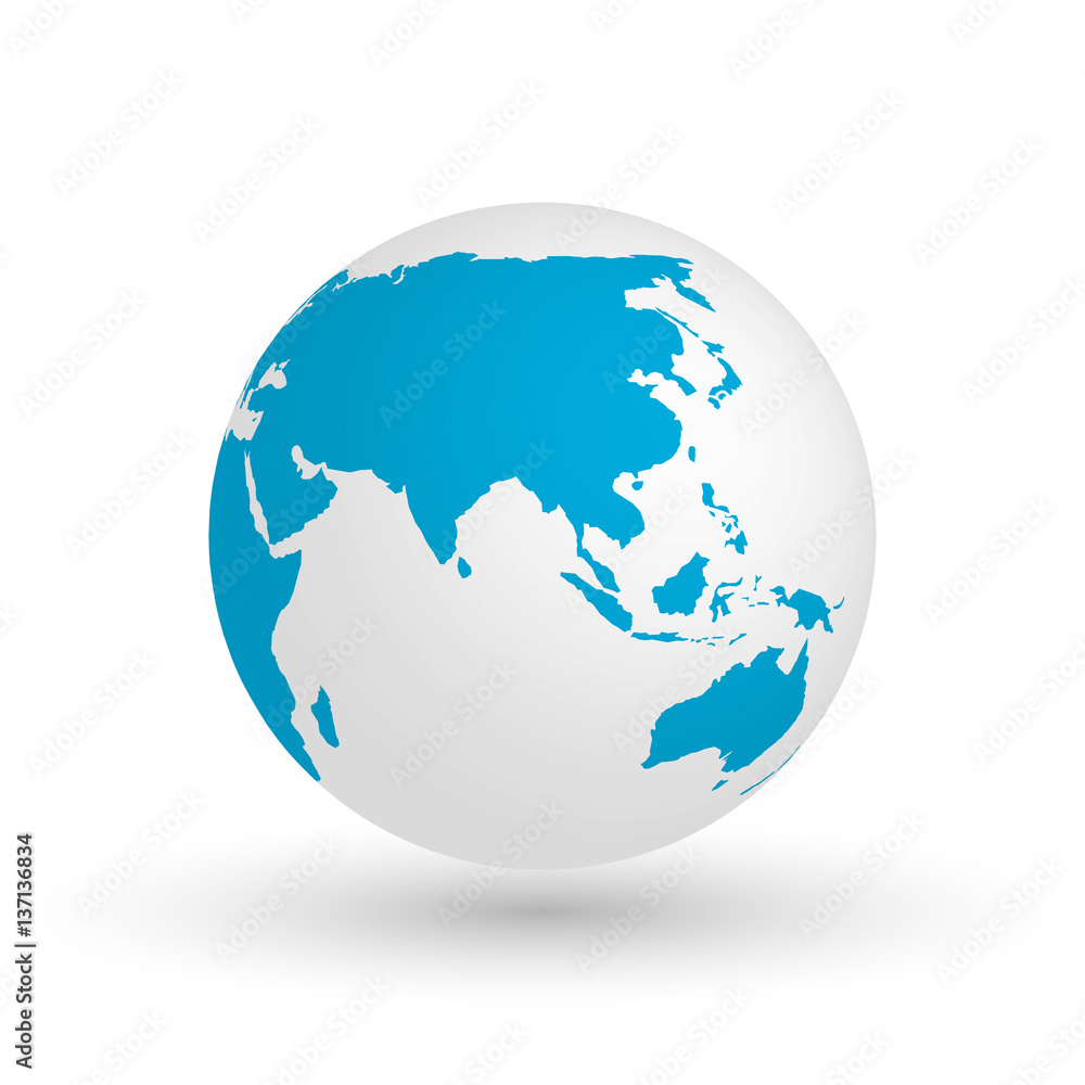 3D Earth globe. Vector EPS10 illustration of planet with blue ...
