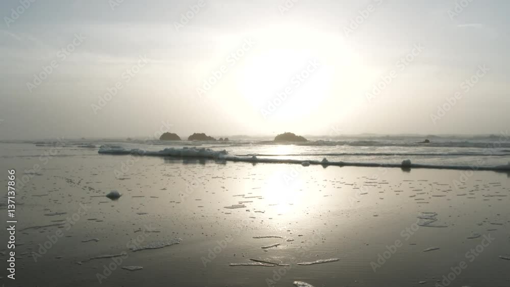 Water gently washes ashore at the Oregon Coast. Stock Video | Adobe Stock