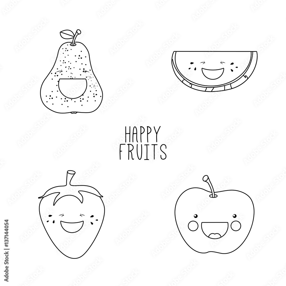 Line drawing fruits Stock Vector | Adobe Stock