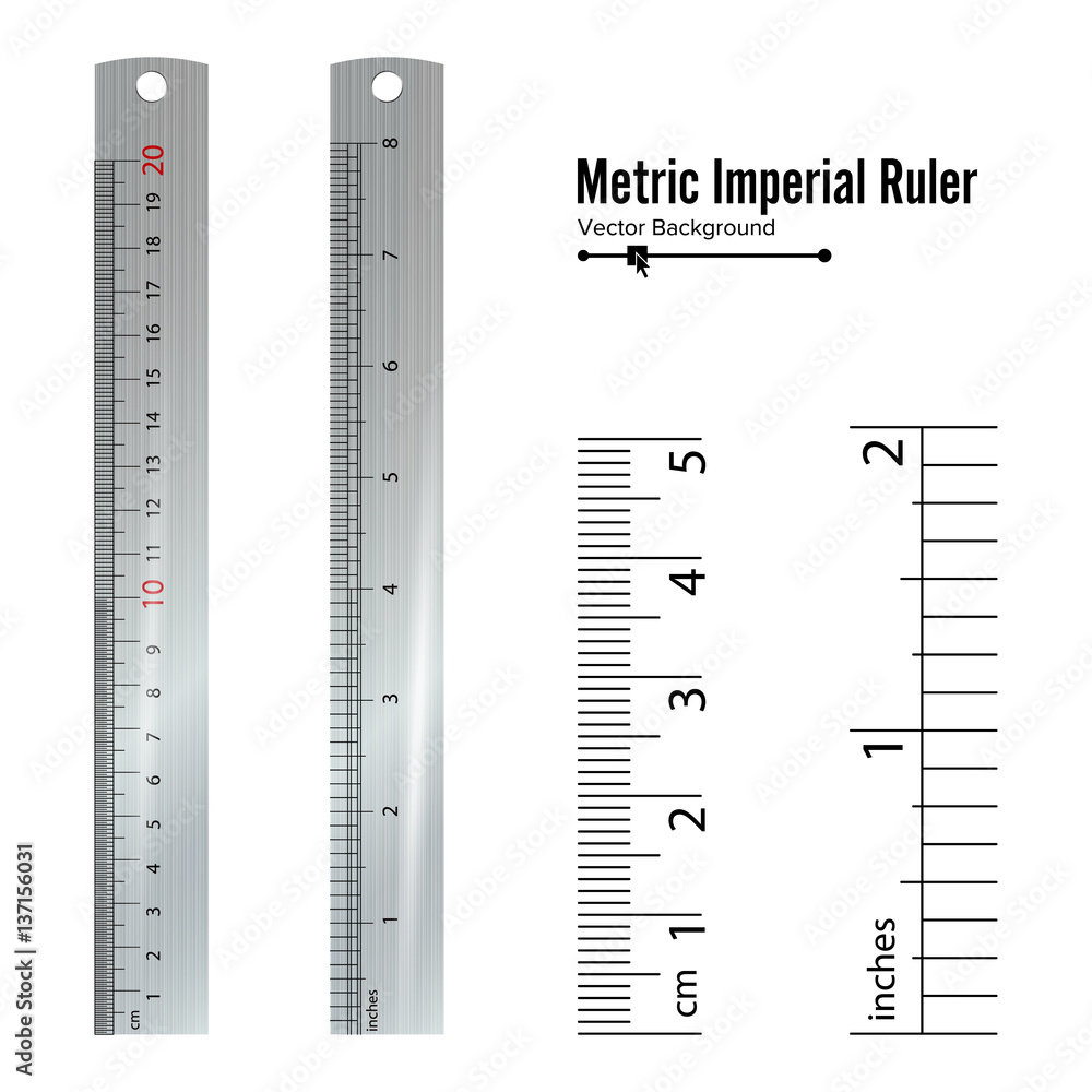 Metric Imperial Rulers Vector. Centimeter And Inch. Measure Tools Equipment Illustration ...