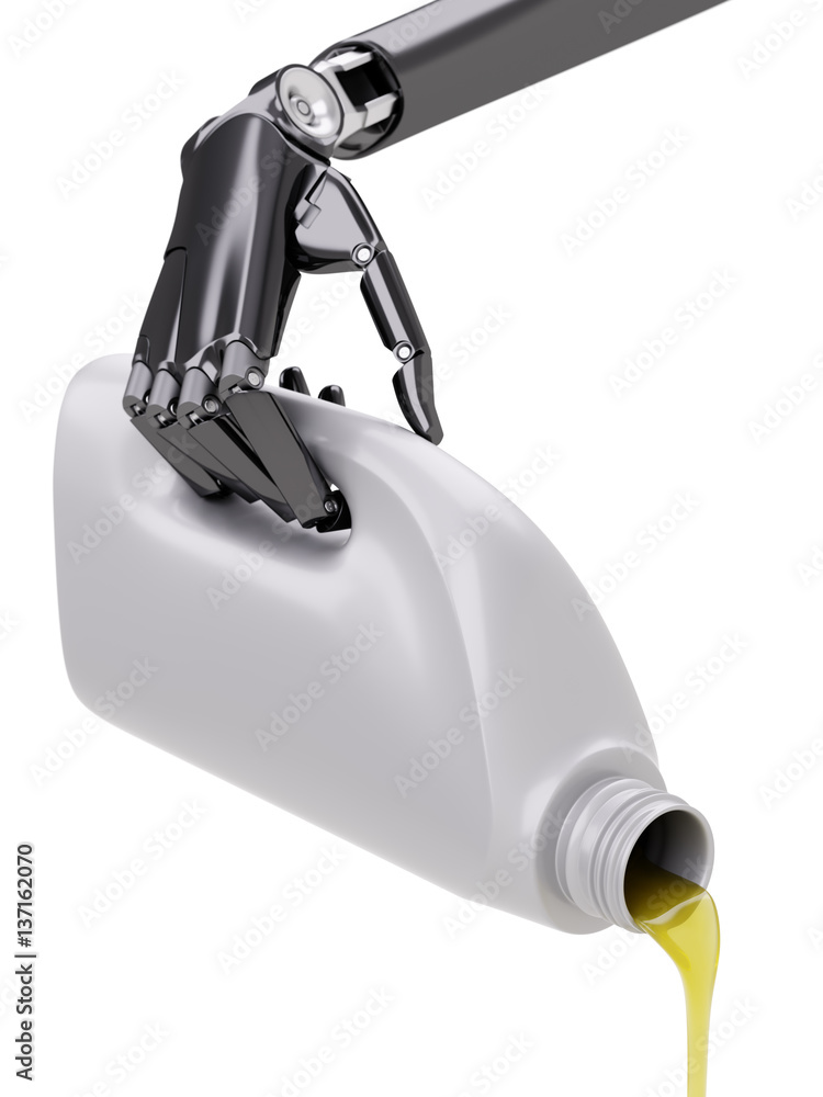 Robot Pouring Motor Oil Isolated 3d Illustration Stock Illustration ...
