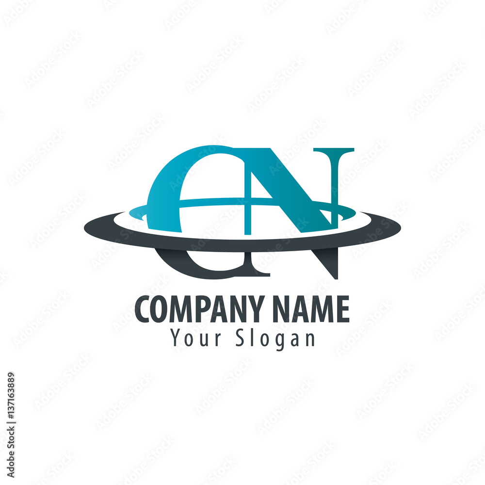 Initial Letter CN With Overlapping Swoosh Circle Stock Vector | Adobe Stock
