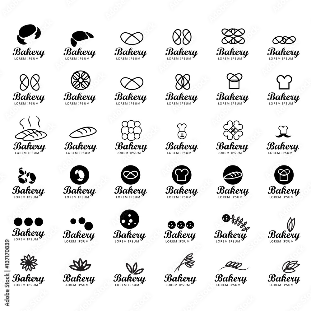 Bakery Icons Set Isolated On White Background-Vector Illustration ...