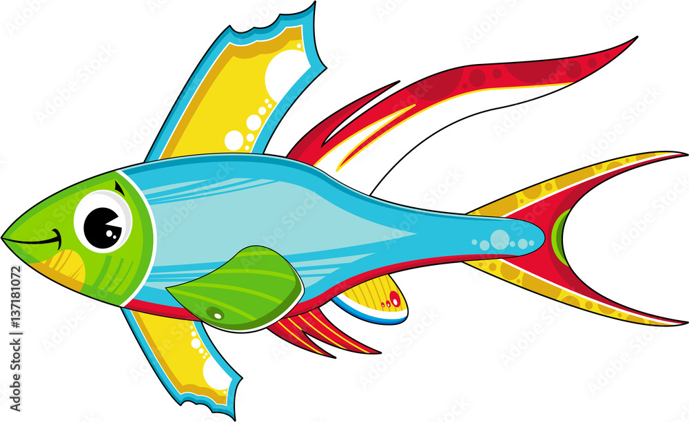 Cute Cartoon Tropical Fish Stock Vector | Adobe Stock