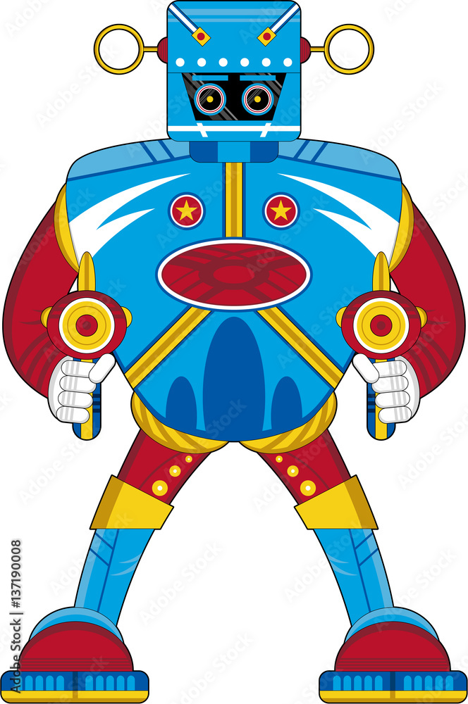Retro Cartoon Science Fiction Robot Stock Vector | Adobe Stock