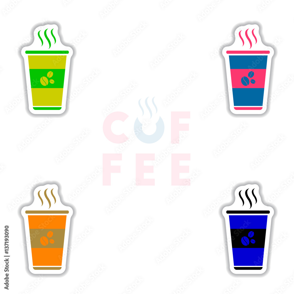 sets of Label Frames and badges vector icons coffee emblem coffee to go ...