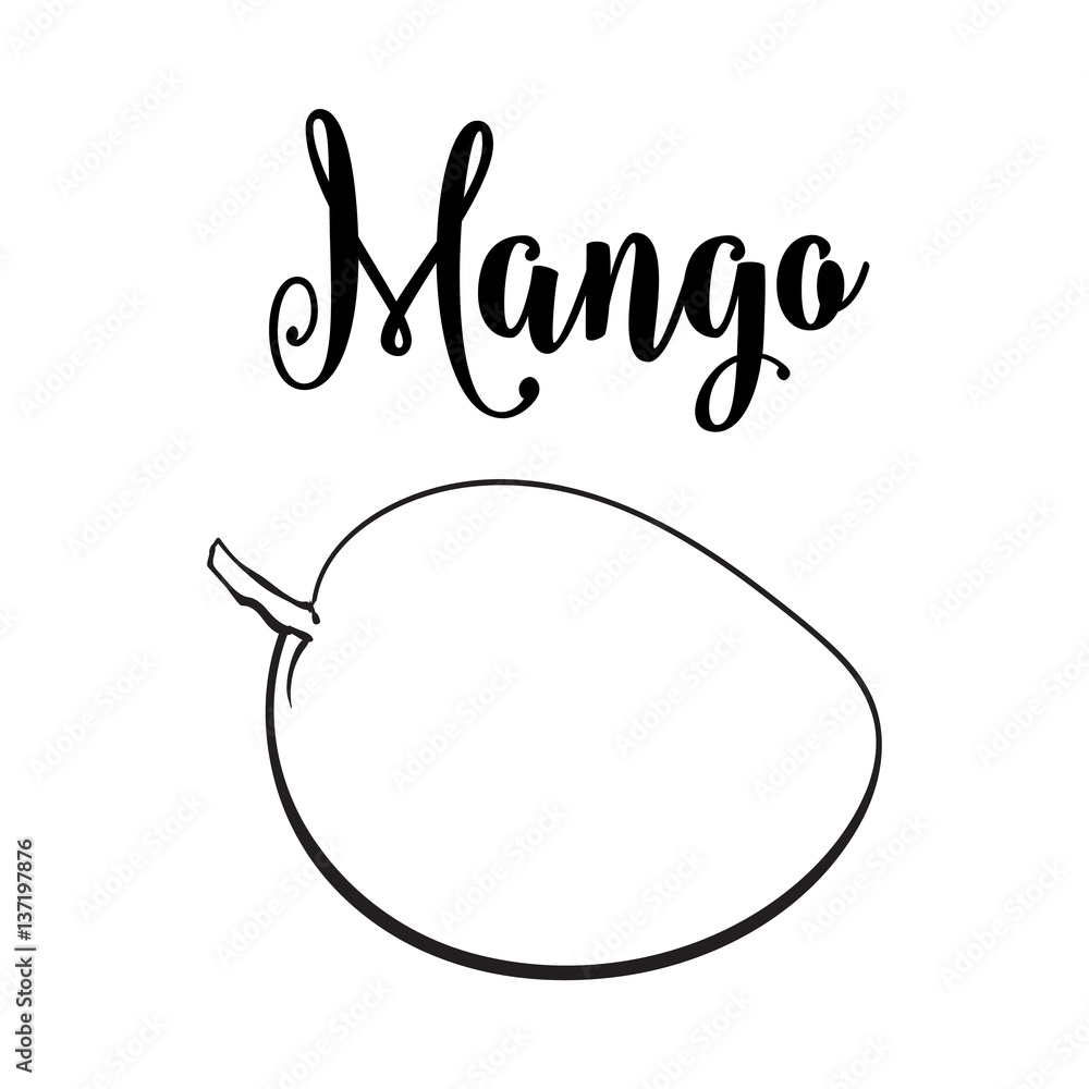 Vecteur Stock Whole unpeeled, uncut sweet mango tropical fruit in ...