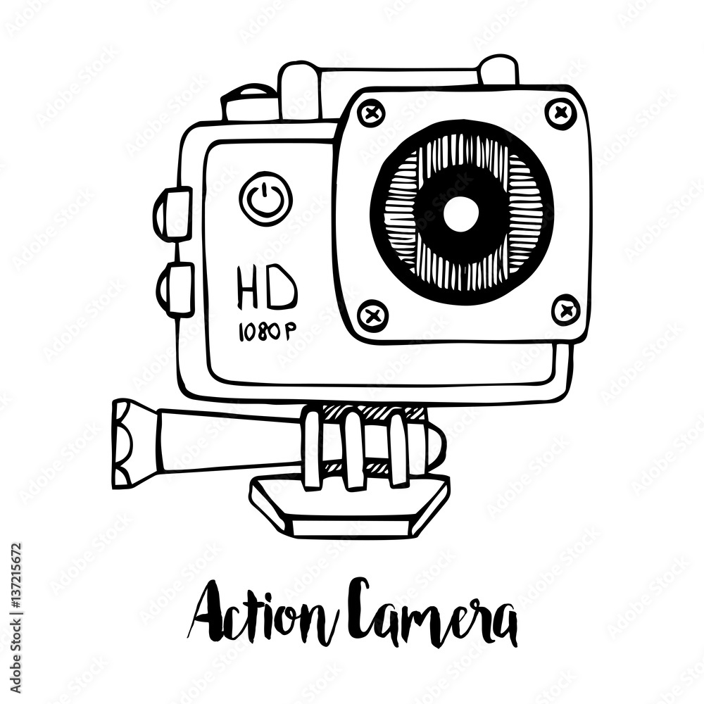 Sport camera, action camera isolated on white background. Vector ...