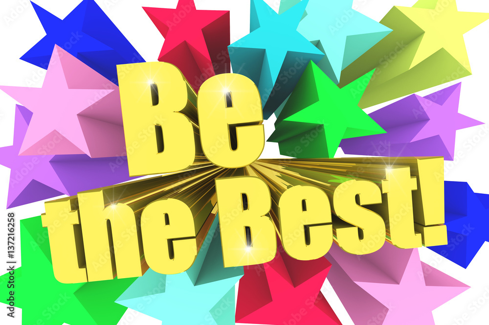 Be The Best motto. Golden text with vivid stars. 3d render Stock Photo ...