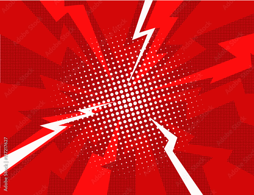 Red lightning explosion pop art comic style background Stock Vector ...