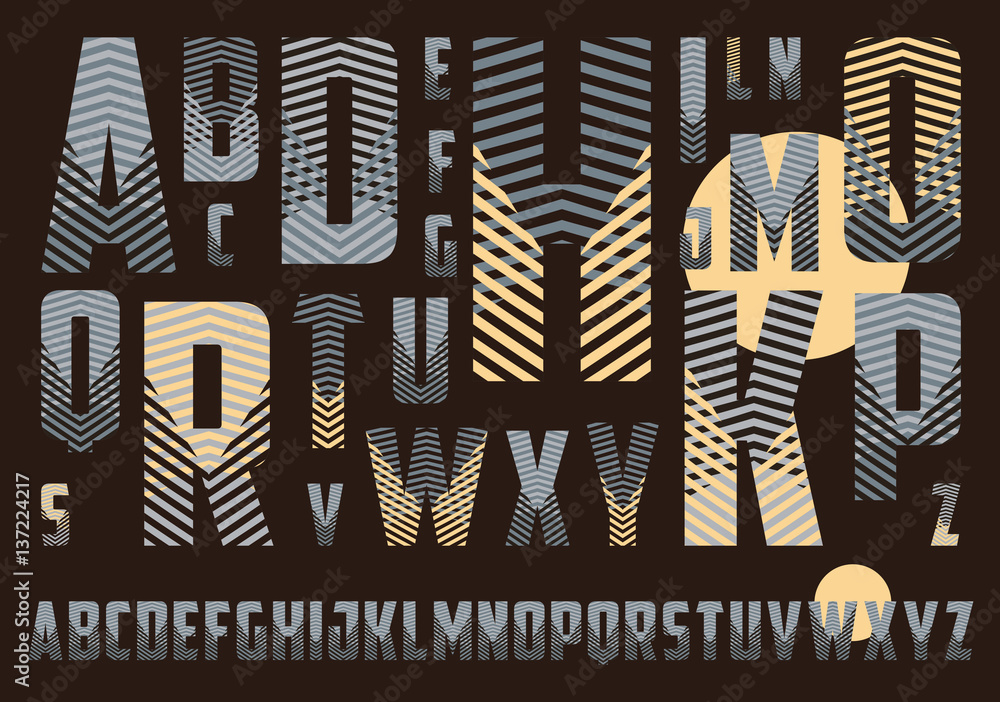 alphabet with crossing stripes pattern in dark brown and ivory Stock ...