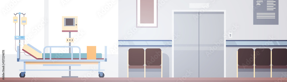 Hospital Room Interior Intensive Therapy Patient Ward Banner With Copy ...