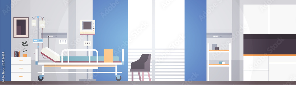Hospital Room Interior Intensive Therapy Patient Ward Banner With Copy ...