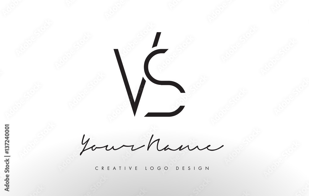 VS Letters Logo Design Slim. Creative Simple Black Letter Concept ...