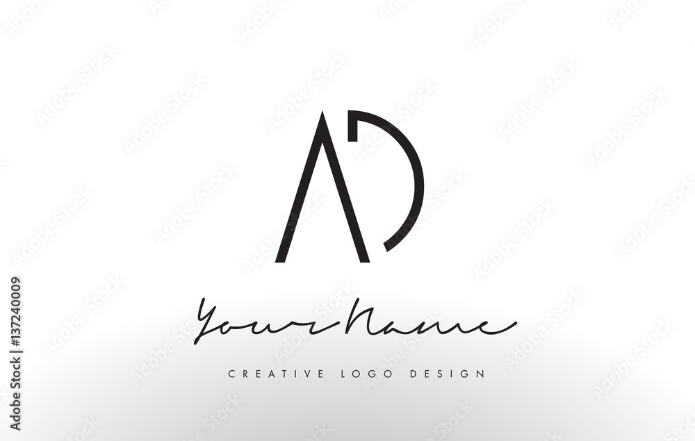 AD Letters Logo Design Slim. Creative Simple Black Letter Concept ...