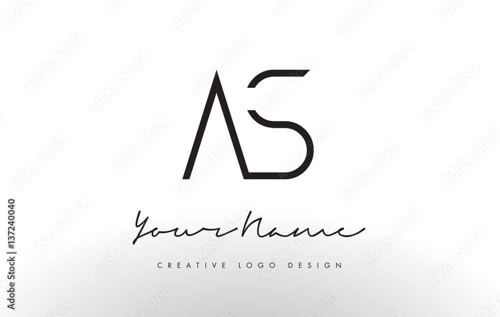 AS Letters Logo Design Slim. Creative Simple Black Letter Concept ...