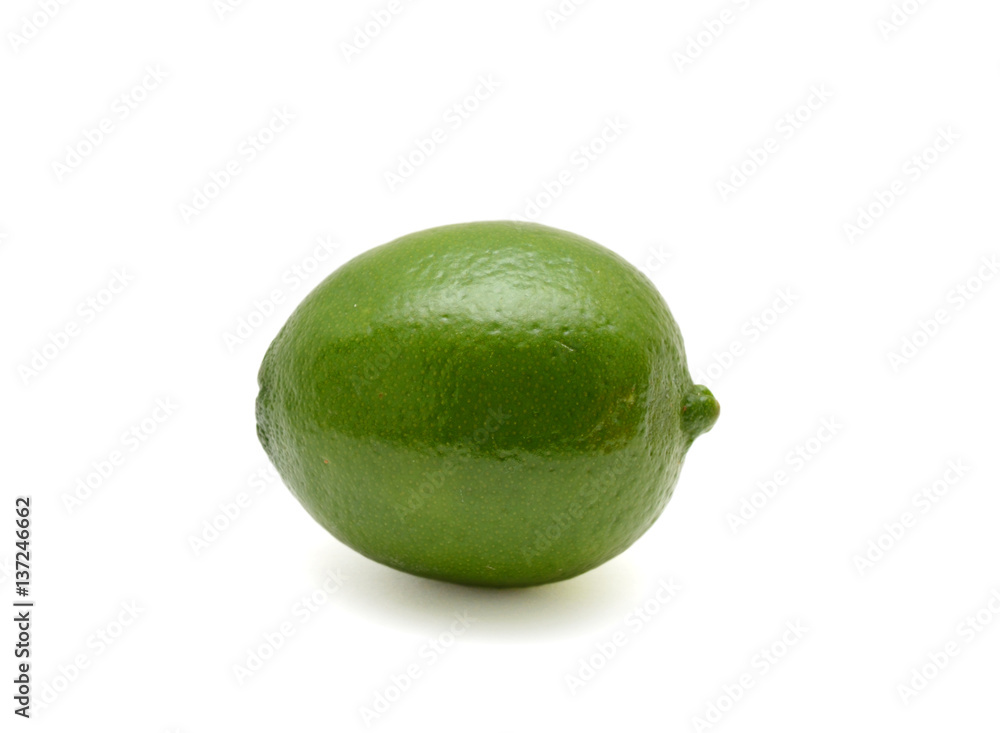 Single fresh lime isolated on white background Stock Photo | Adobe Stock