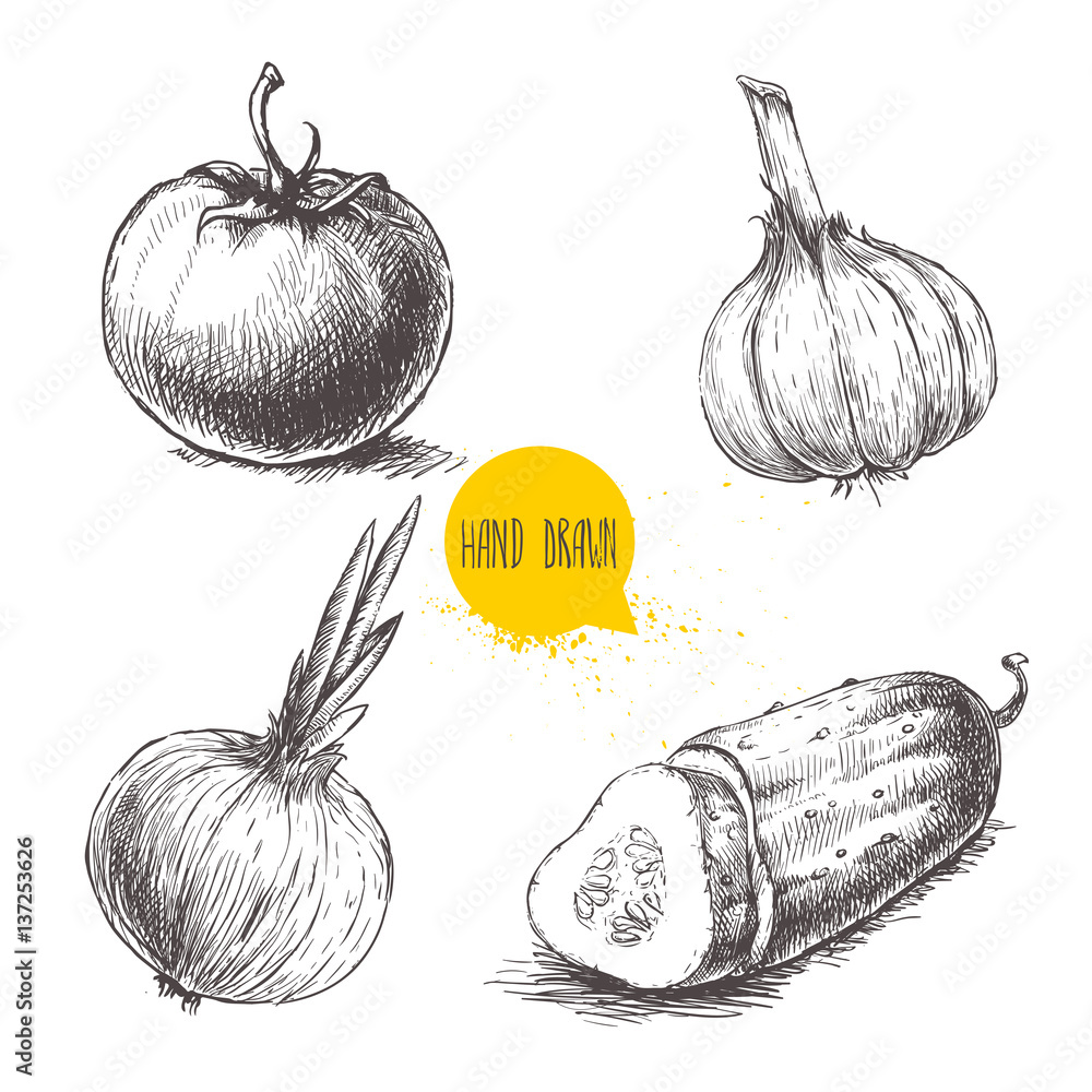 Vegetable Market Pencil Sketch
