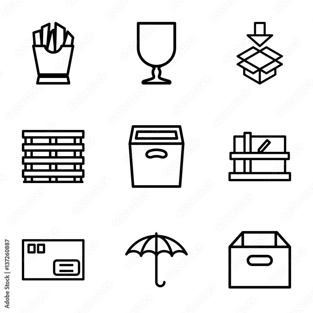 Set of 9 carton outline icons Stock-Vektorgrafik | Adobe Stock